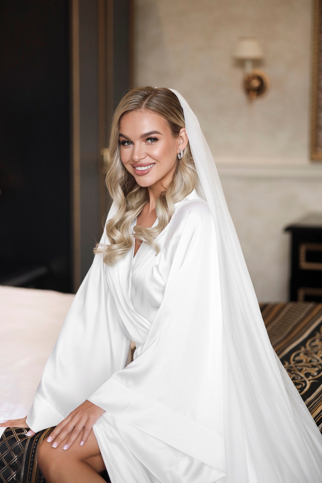 Bridal Robe Long With Train Kimono Bride Robe Women Long Robe ...
