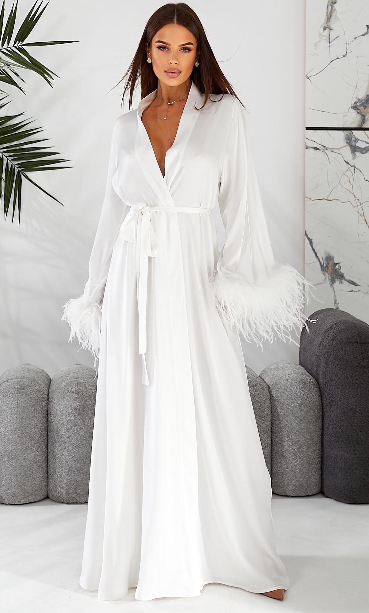 White Fur Trim Robe