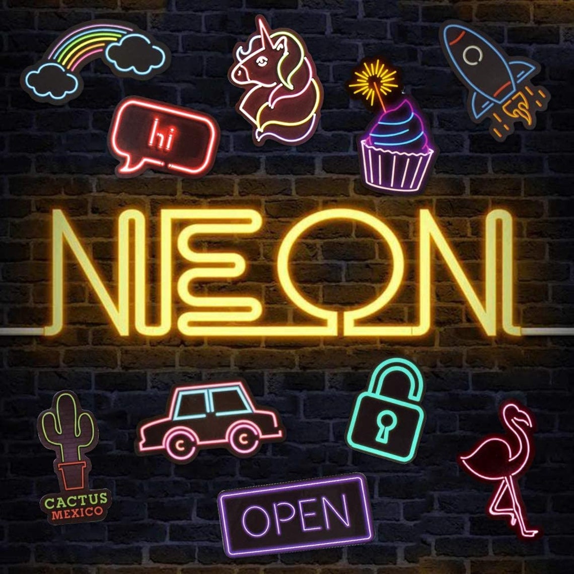 Neon Stickers Waterproof Vinyl Stickers Neon Stickers for | Etsy
