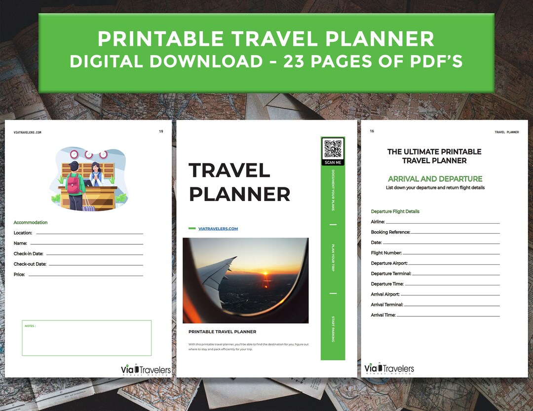 Printable Travel Planner - Journal & Notebook - 24 Pages - DIGITAL ...