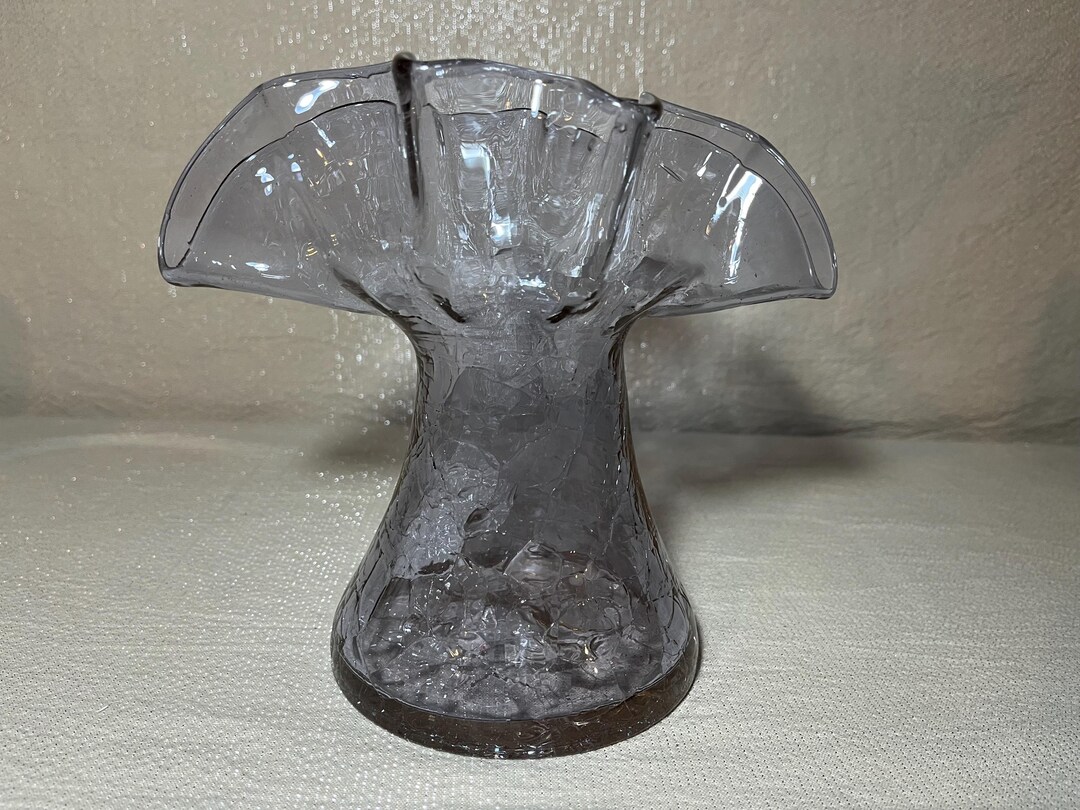 Ruffled Crackle Glass Vase ? Blenko - Etsy