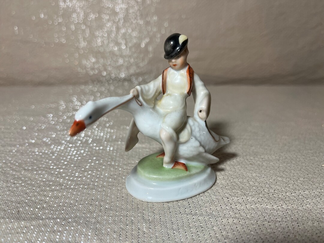 Herend Hungary 5415 Boy Riding a Goose Figurine No Box - Etsy