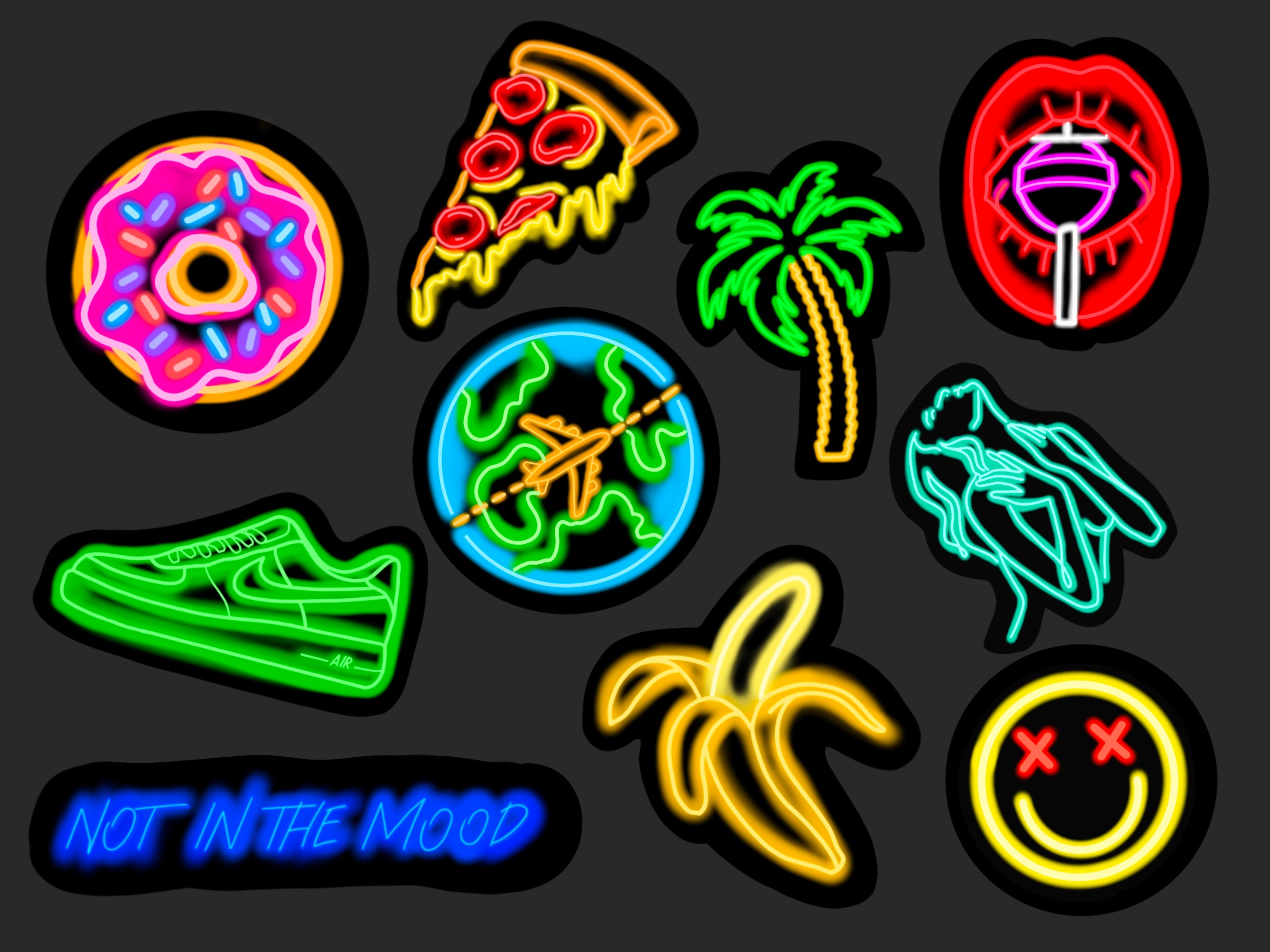 Neon Stickers / Neon Sign Sticker Pack/ Colourful Stickers/ - Etsy UK