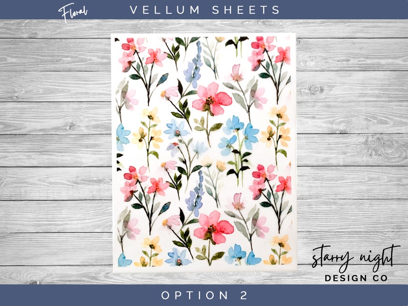 Watercolor Floral Vellum Sheet: Scrapbooking & Card Making - Etsy