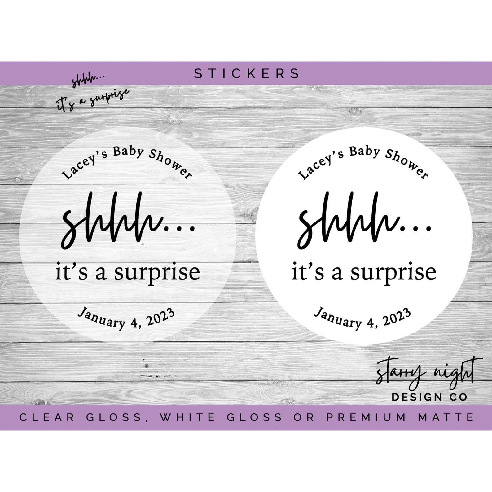 Surprise Party Stickers / Labels for Birthday, Showers for Envelopes ...