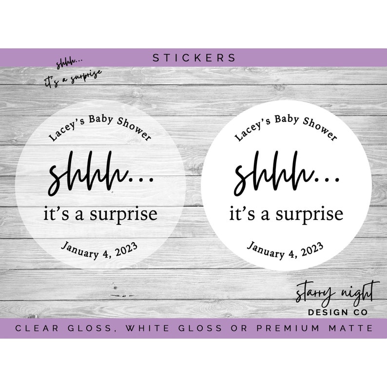 Surprise Party Stickers / Labels for Birthday, Showers for Envelopes ...