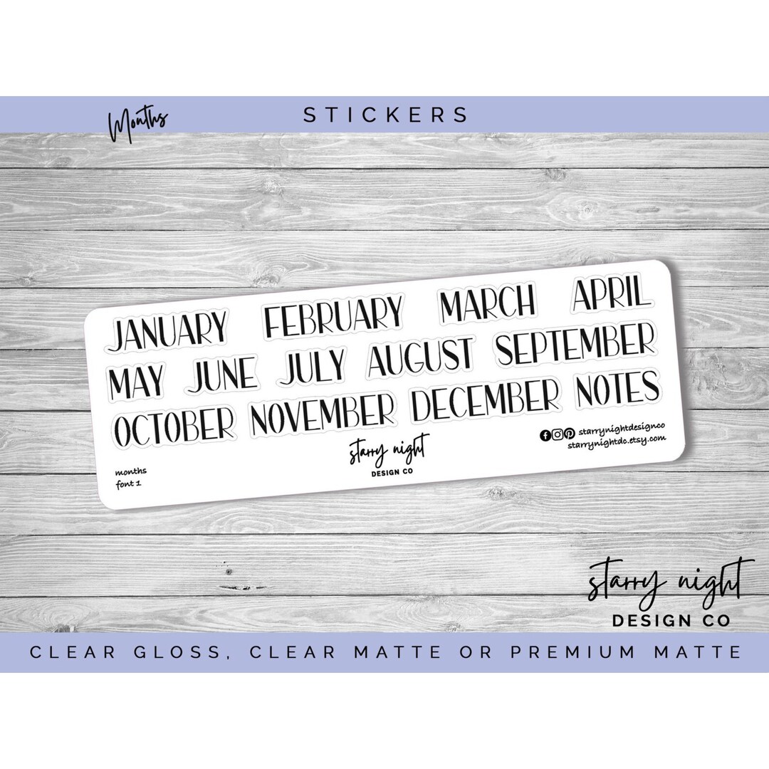 Months Header Sticker Sheet for Planners or Bullet Journals With or ...