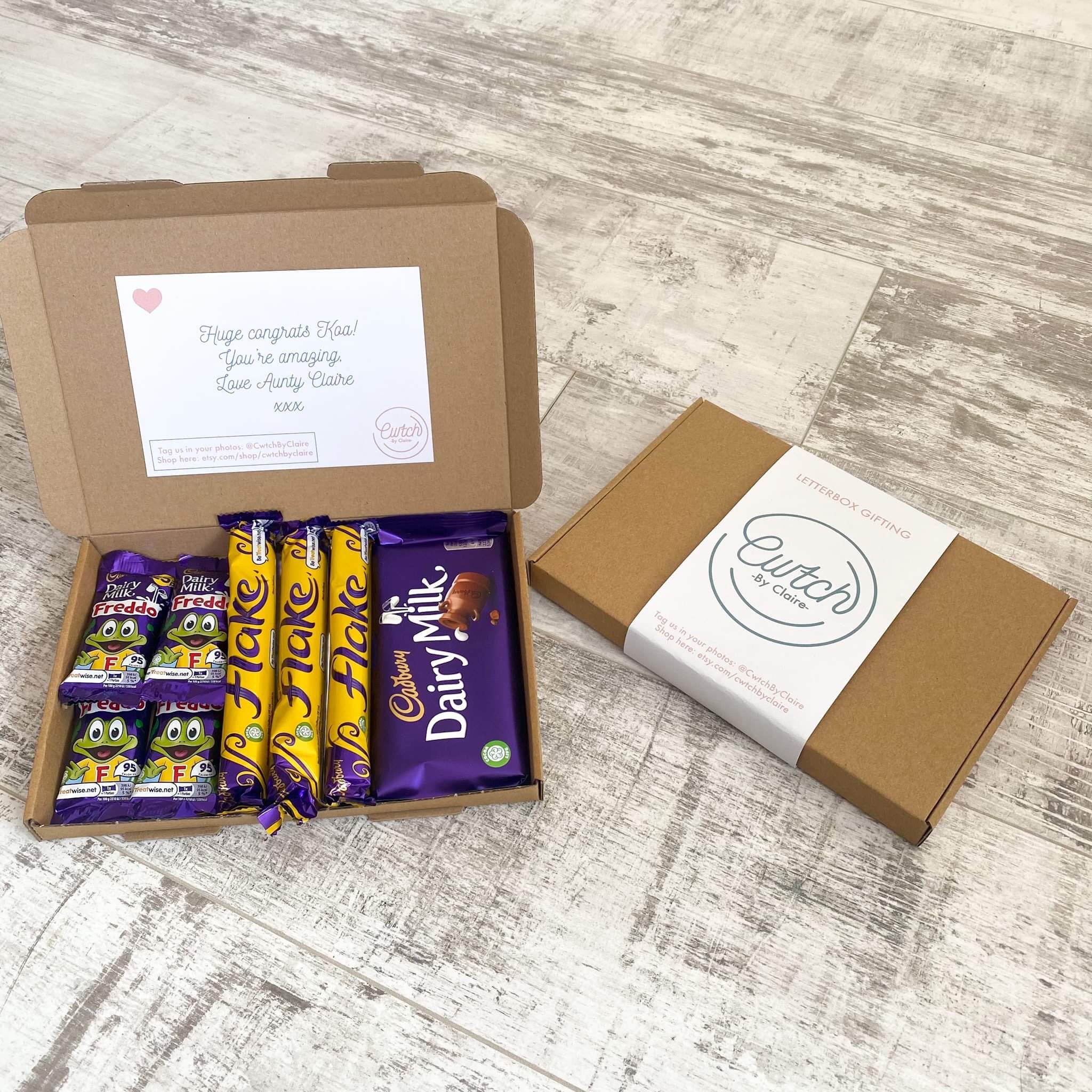 Personalised Chocolate Gift Box Homemade Letterbox Hug Gift for Him and ...