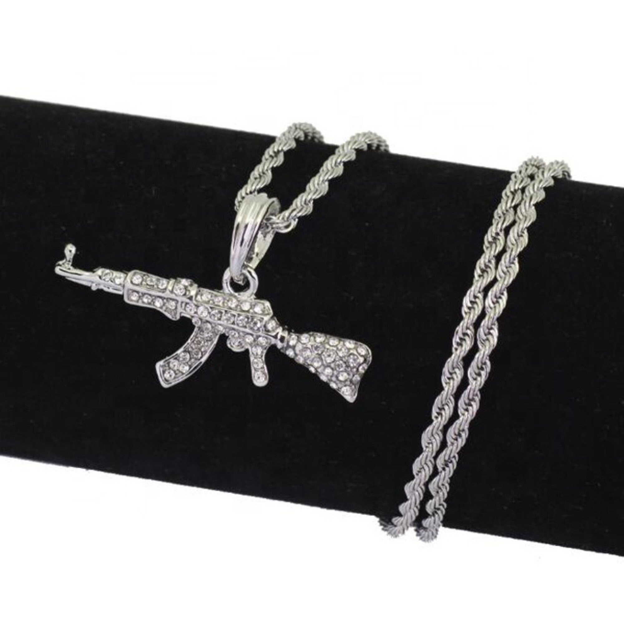 Fashion Alloy Gun Chain Necklace Rhinestone Hip Hop Style - Etsy
