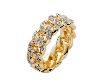 Iced Out Cuban Link Ring - Etsy