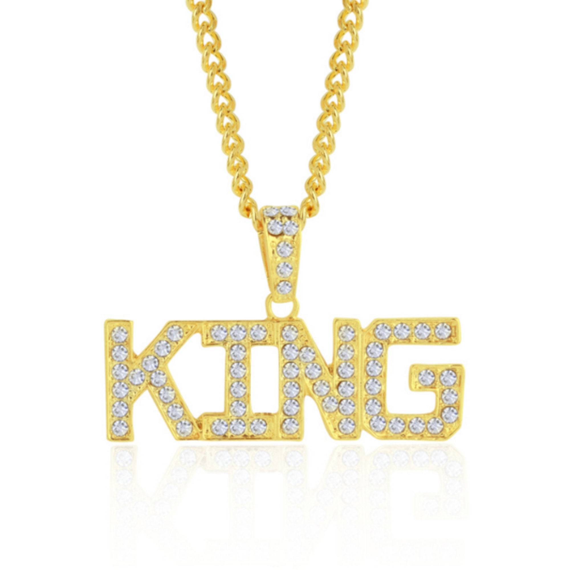 Hip Hop Rap Full Diamond KING Pendant With Cuban Link Necklace - Etsy