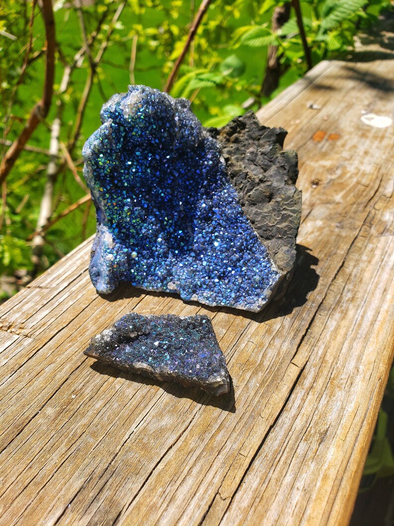 Electric Blue Aura Clusters Stone for Abundance Crystal | Etsy