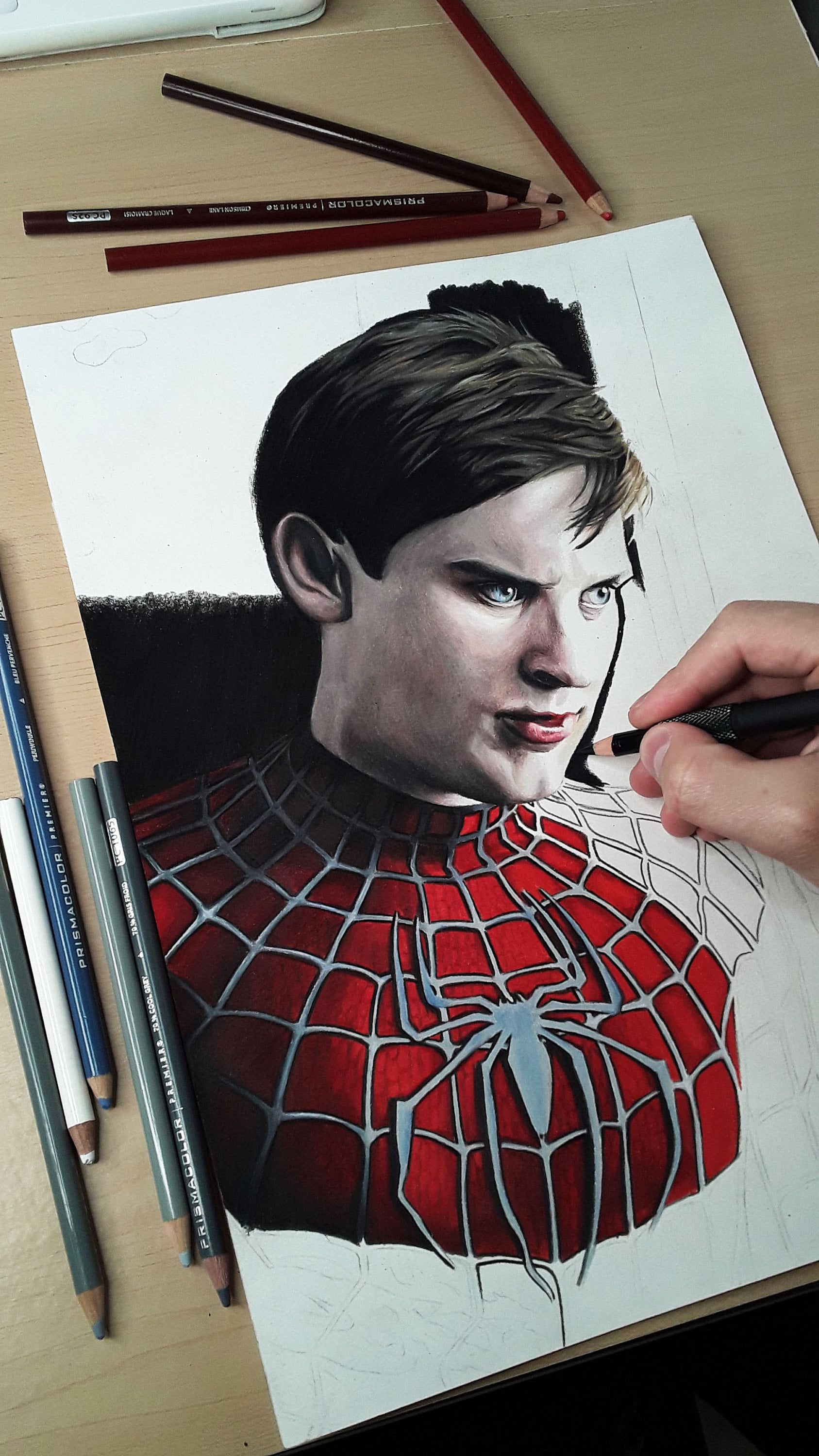 Spiderman Drawing MARVEL tobey Maguire ORIGINAL Arteyogo - Etsy Australia