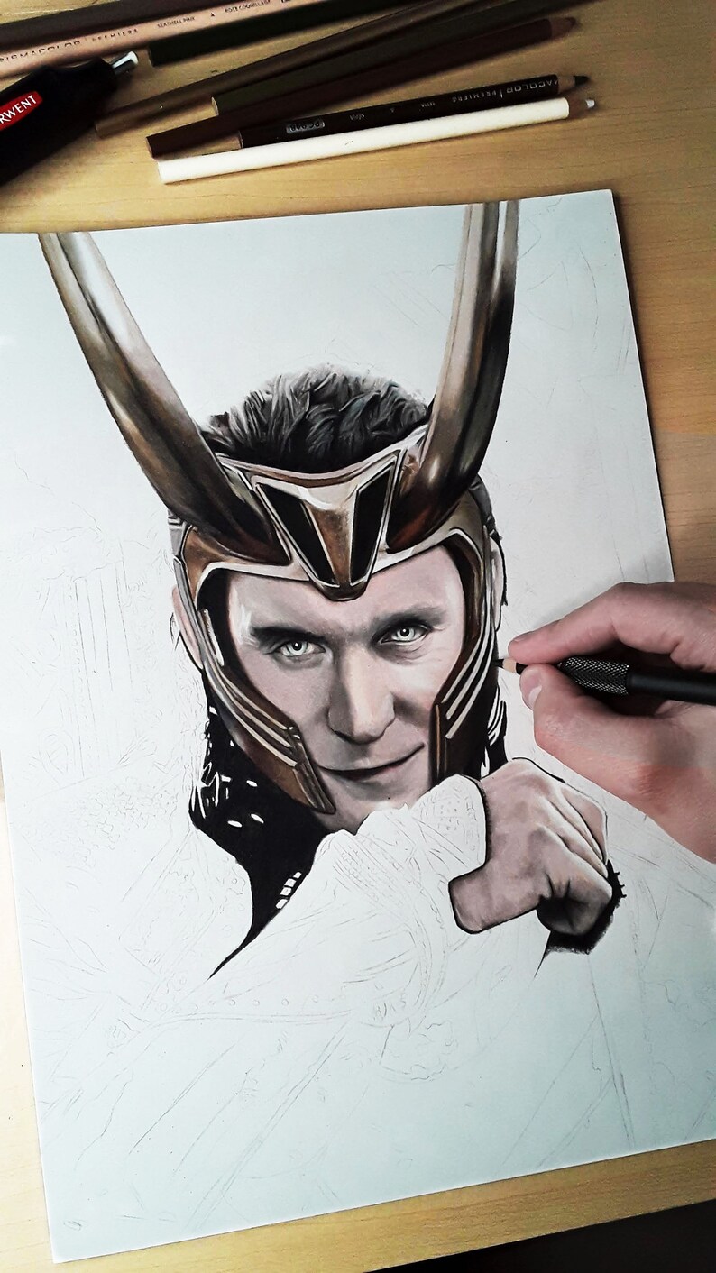 Loki Realistic Drawing MARVEL ORIGINAL Arteyogo - Etsy