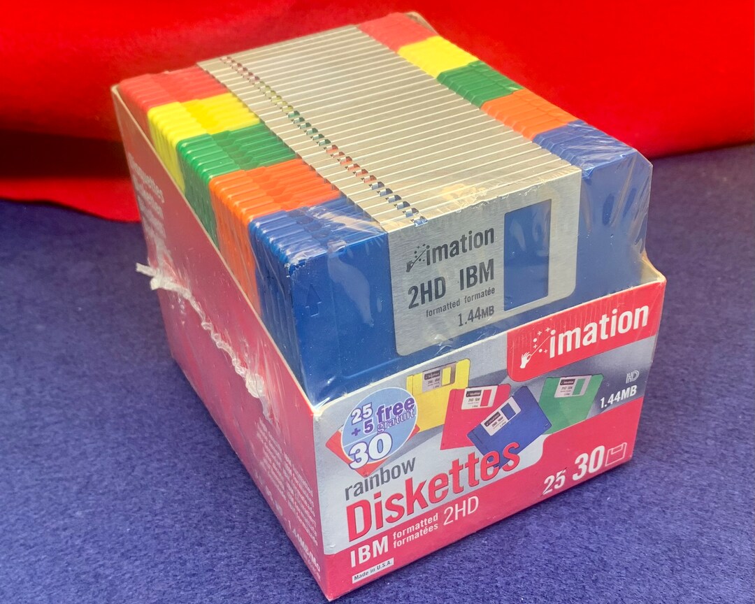 3.5 Floppy IBM Formatted Rainbow Colors Imation 2HD High Density ...