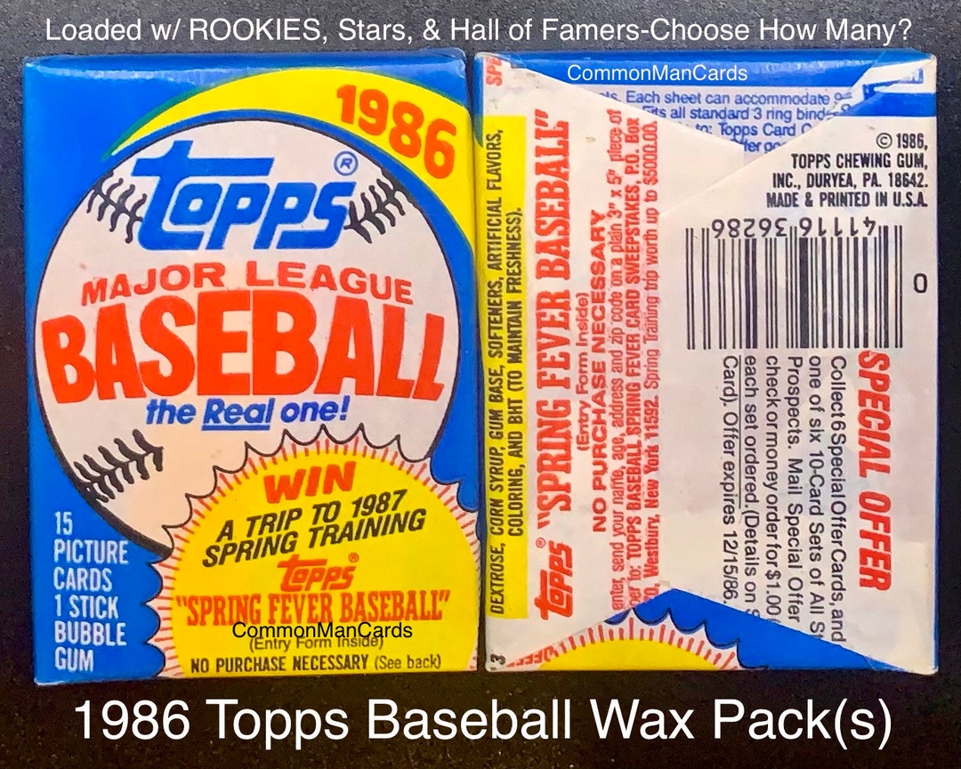 1986 Topps Baseball Wax Pack(s) Choose How Many?fixed Shipping Packs ...