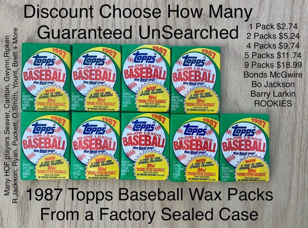 1987 Topps Wax Pack(s)/box Baseball Cards From a Factory Sealed Case ...