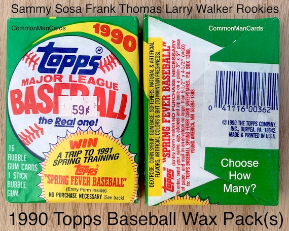 1990 Topps Baseball Wax Packs Choose How Many 15 Cards Per - Etsy