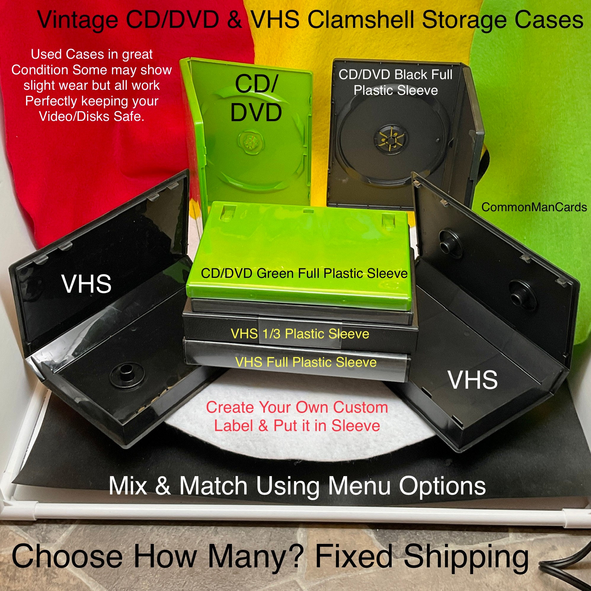 CD/DVD VHS Clamshell Used Storage Cases Choose How Many - Etsy