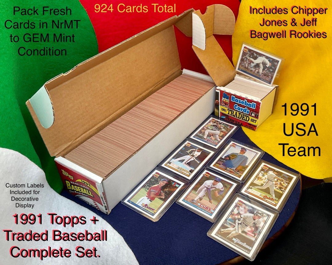 1991 Topps Baseball Complete Hand Collated Set Plus Traded Set in NM to ...