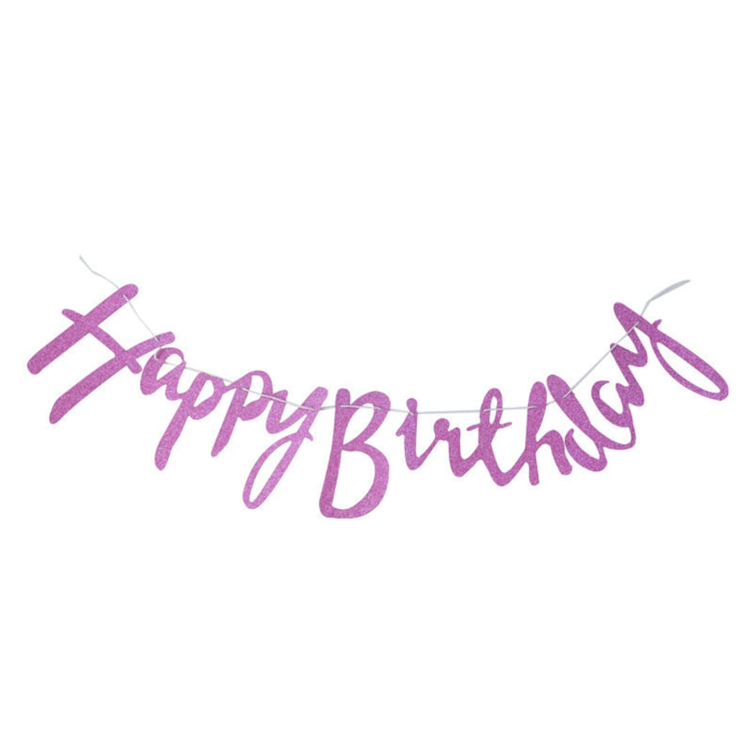 Light Pink Birthday Banner, Happy Birthday Letter Banner, Frosted ...