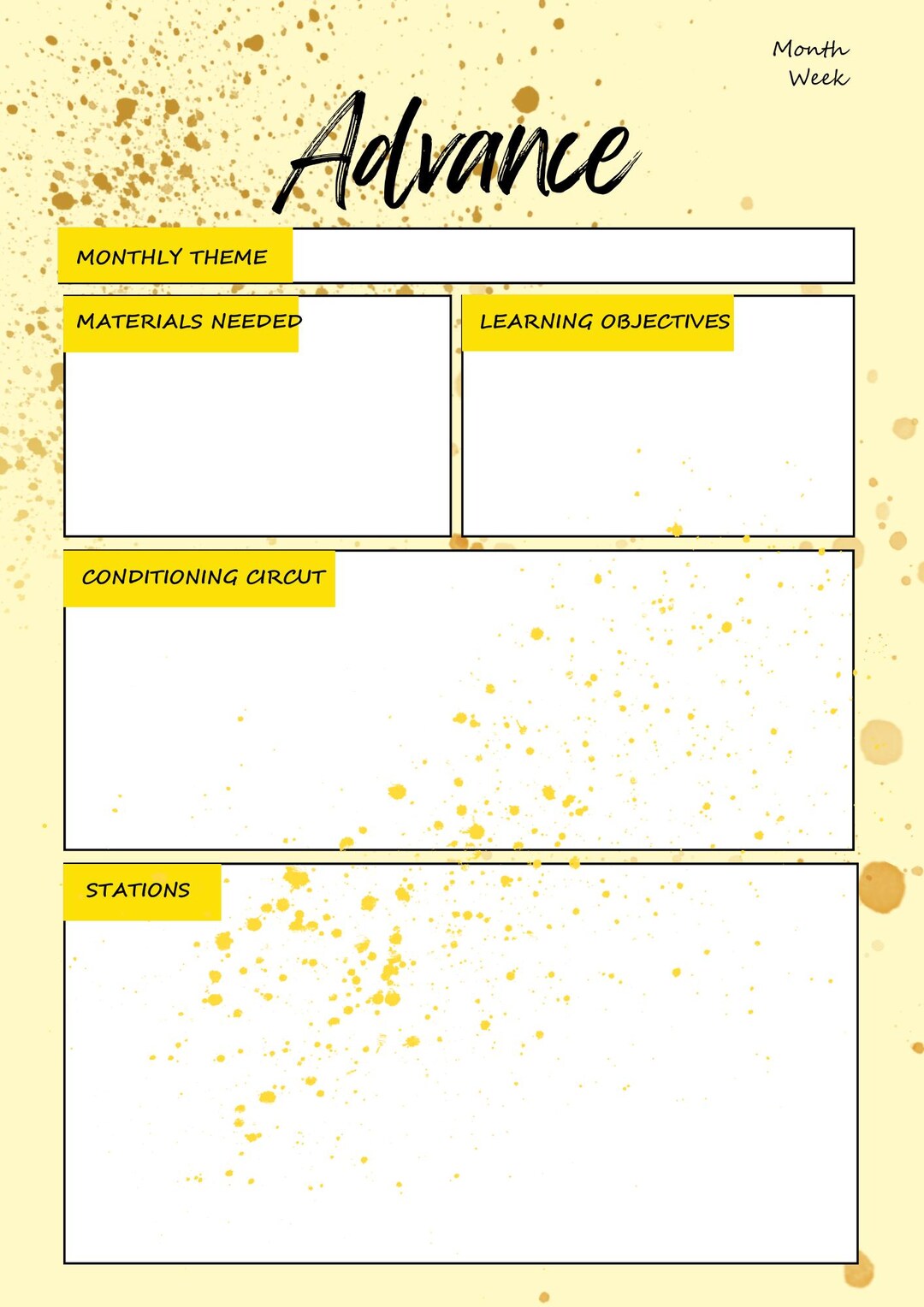 Yellow Beginner, Intermediate and Advance Lesson Plans | Organizing ...