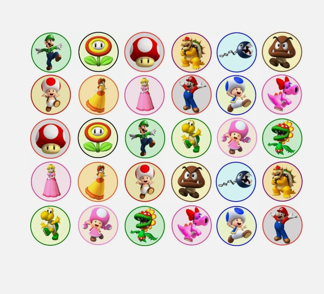 24 X Super Mario Edible Cupcake / Biscuit Toppers in Icing and Pre Cut ...