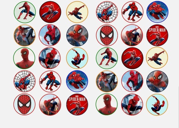 24 X Spider Man Edible Cupcake / Spiderman Biscuit Toppers in | Etsy