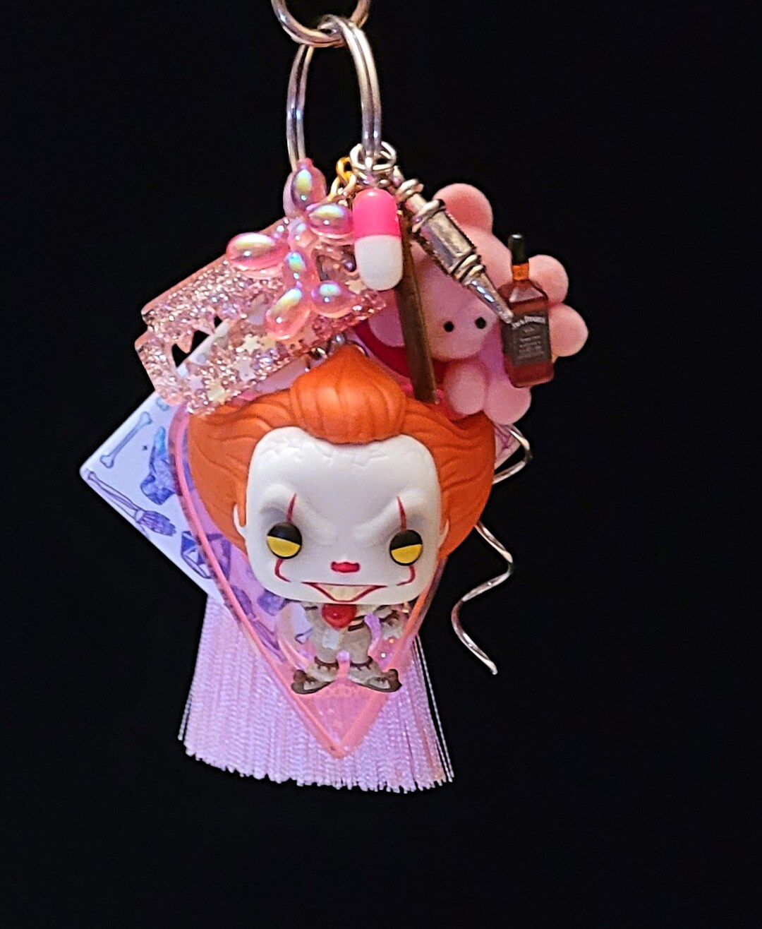 Pennywise the Clown With Balloon Pink Sparkle Ouija Board Keychain/bag ...