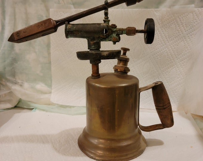 Vintage Dunlap Brass Iron Worker Welders Soldering Blow Torch W E Iron ...
