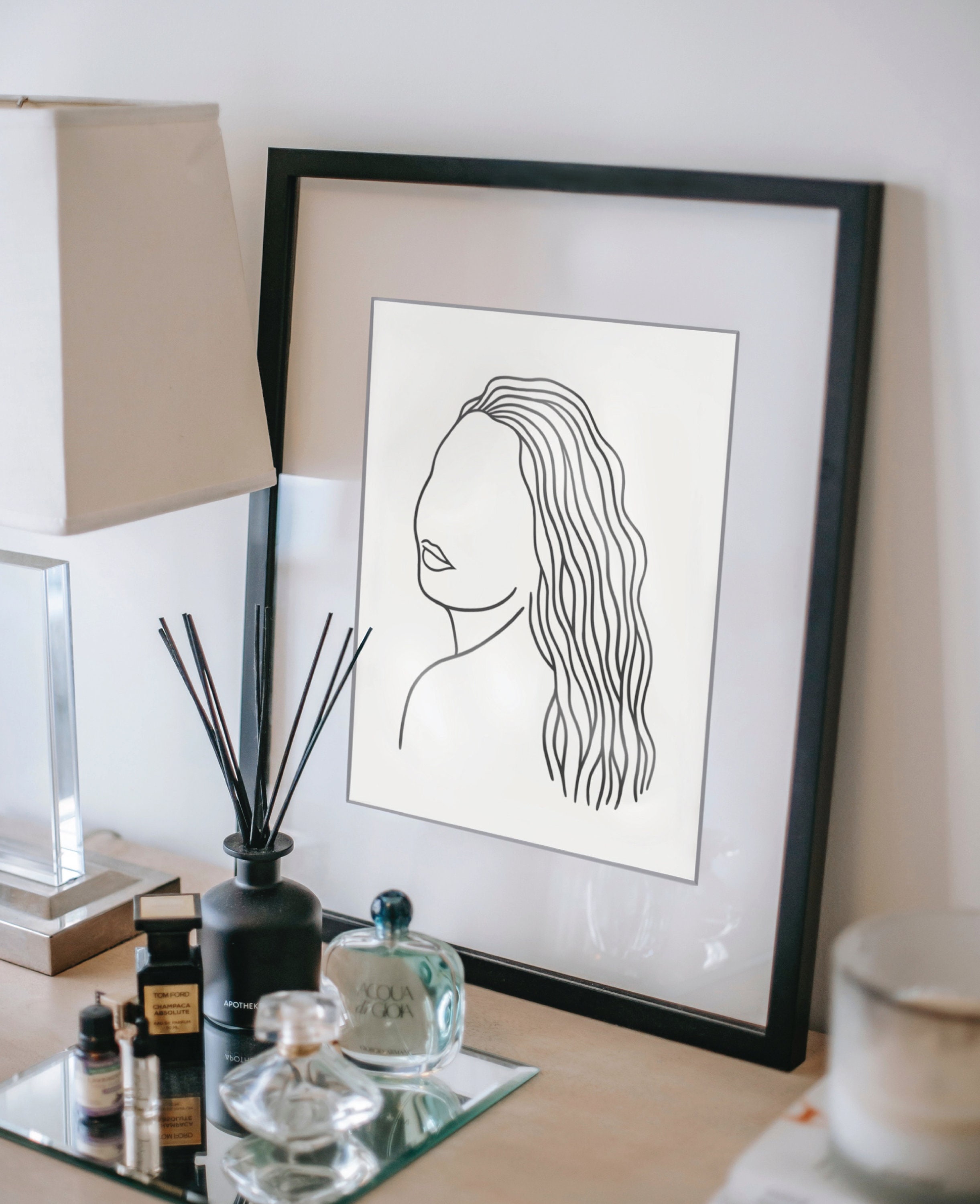 Minimal Femme Line Art Woman Drawing - Modern - Black & White ...
