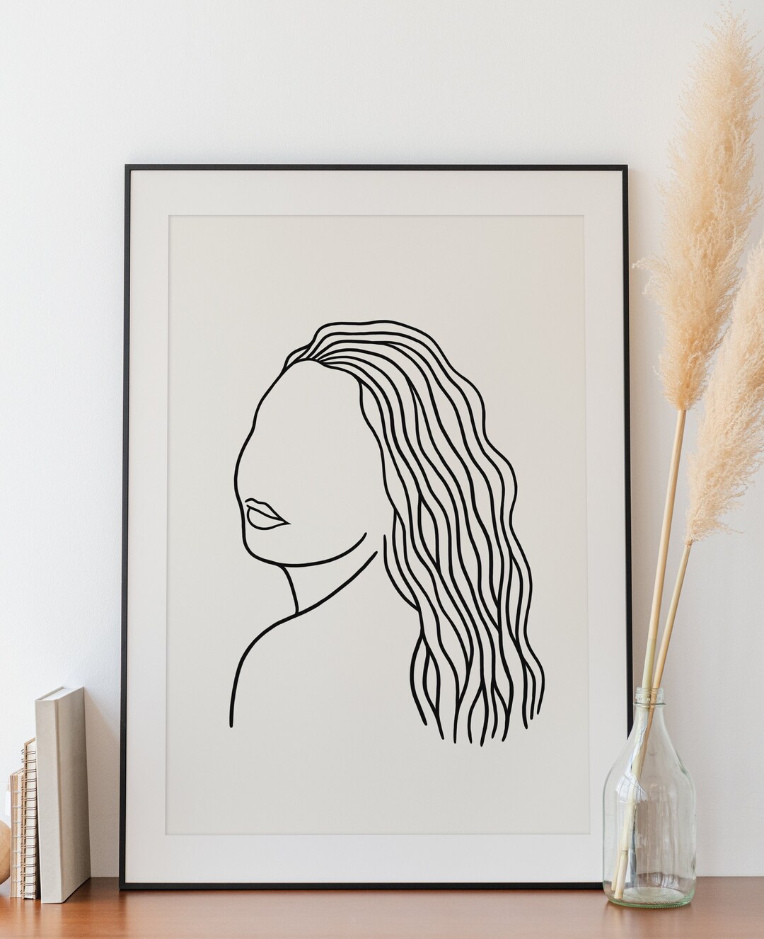 Minimal Femme Line Art Woman Drawing - Modern - Black & White ...