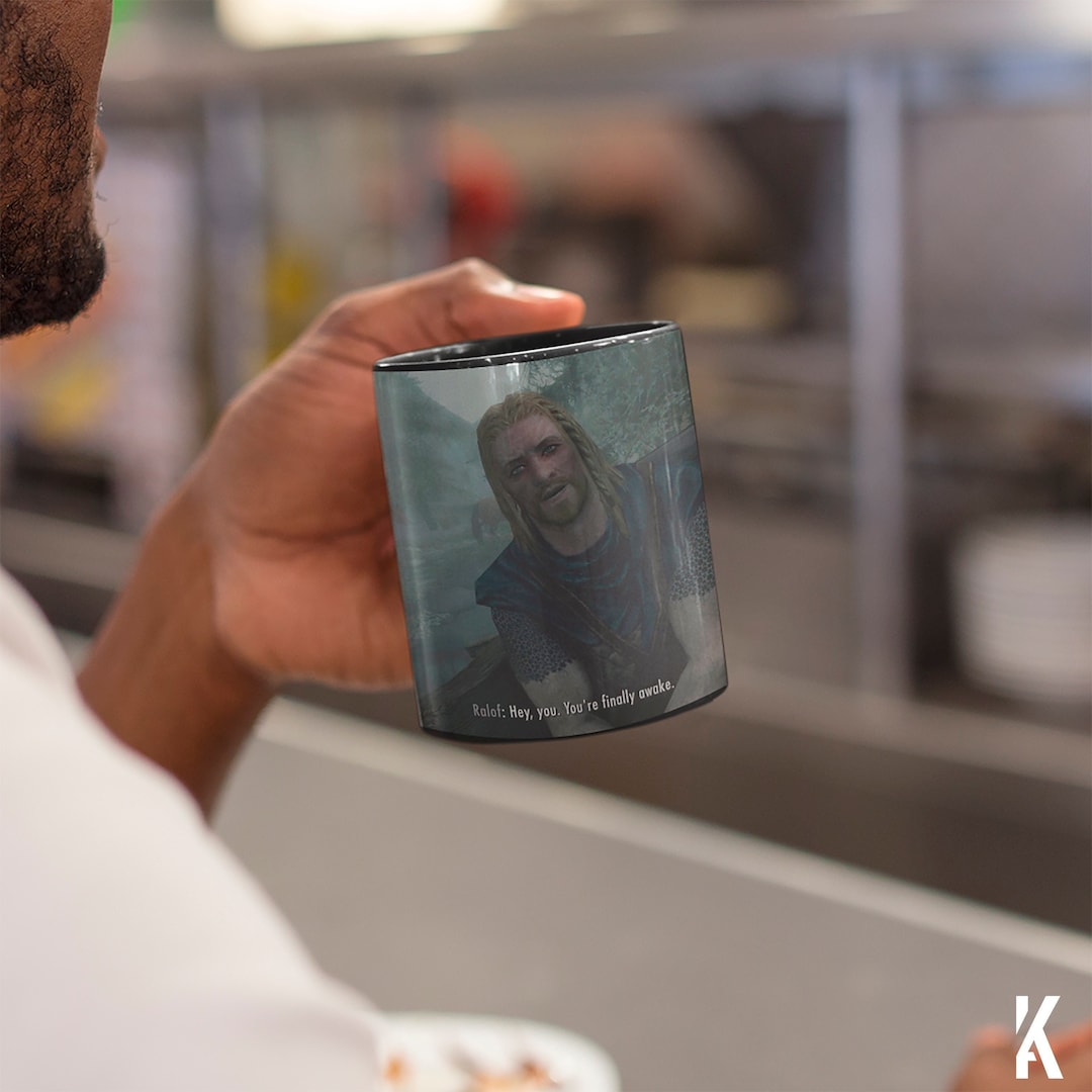 Skyrim Hey You're Finally Awake Heat Changing Magic Mug, Skyrim Coffee ...