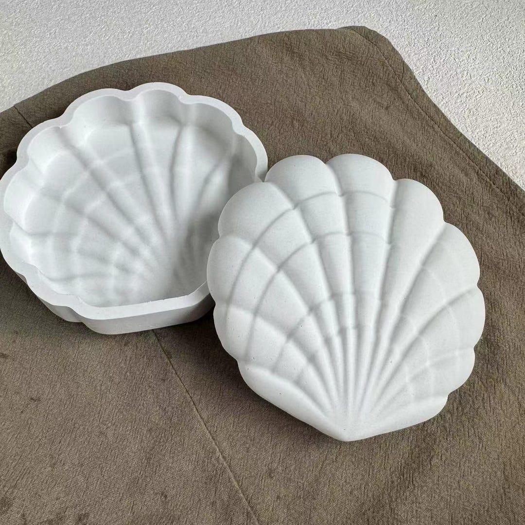 Scallop Seashell Molds Concrete Storage Box Mold Handmade Jesmonite Sea ...