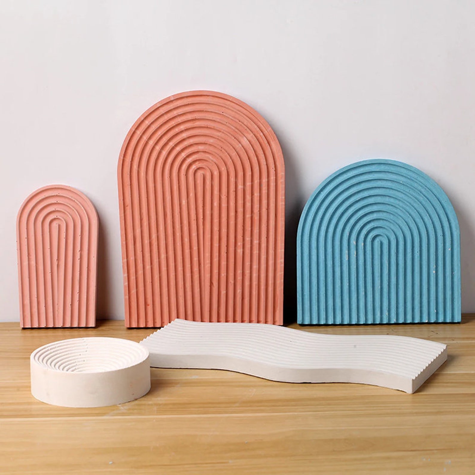 Large Concrete Arch Wave Tray Molds Plate Mat Mold Striped | Etsy