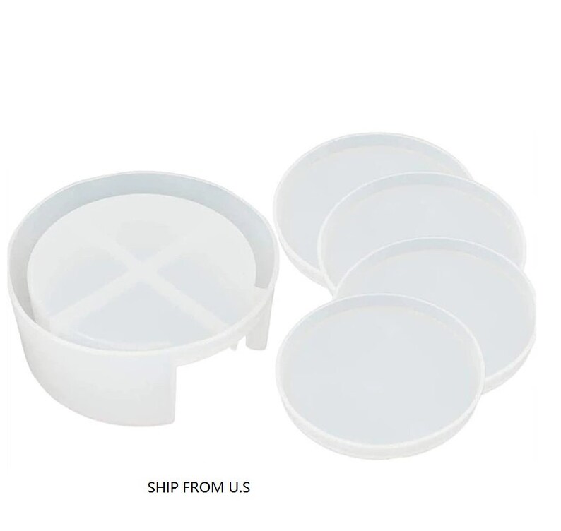 Round Coaster Mold Set With Holder 4 Round Coaster Molds and - Etsy