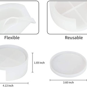 Round Coaster Mold Set With Holder - 4 Round Coaster Molds and 1 ...