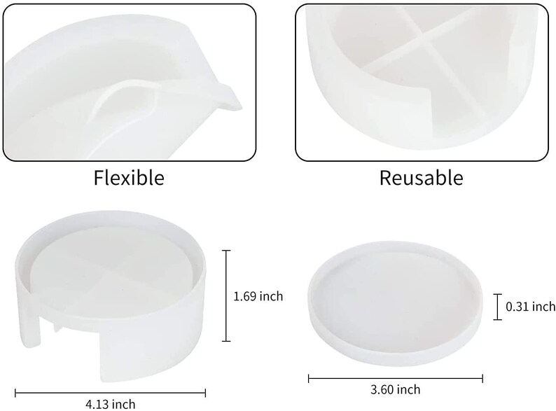 Round Coaster Mold Set With Holder 4 Round Coaster Molds and - Etsy