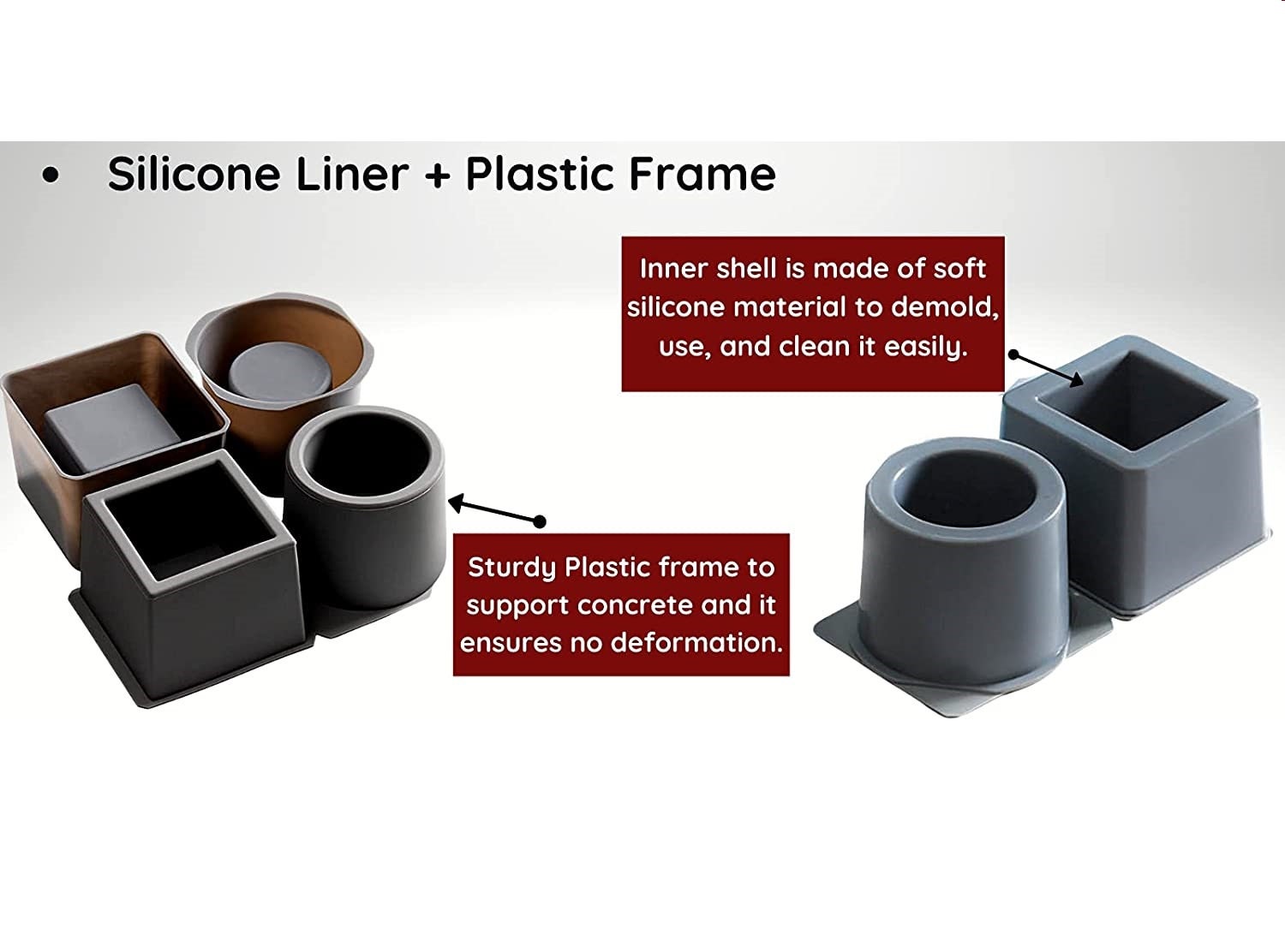 2 Pack Concrete Flower Pot Mold Square Round Silicone Planter - Etsy