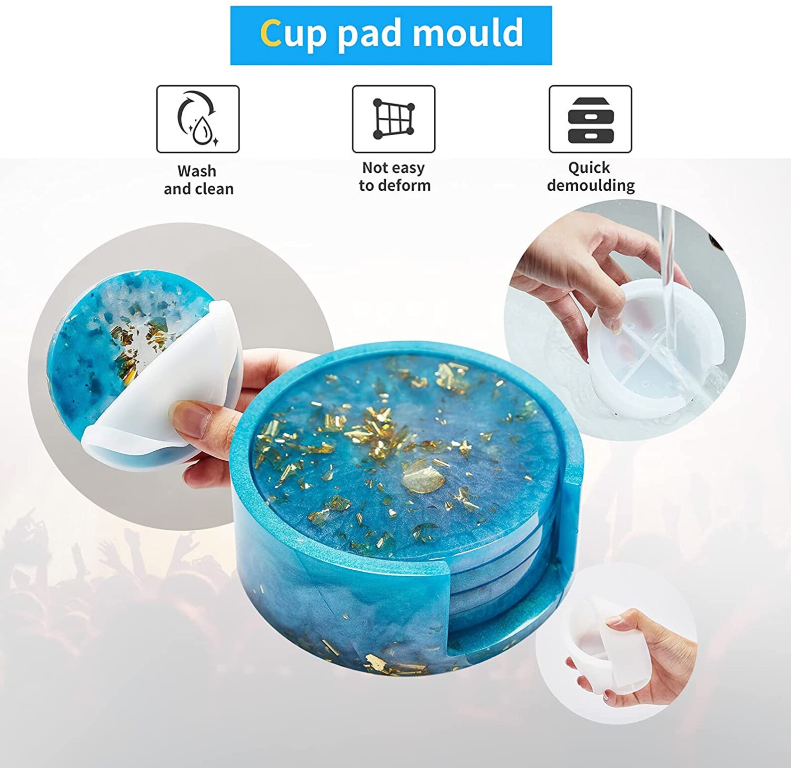 Round Coaster Mold Set With Holder 4 Round Coaster Molds and - Etsy