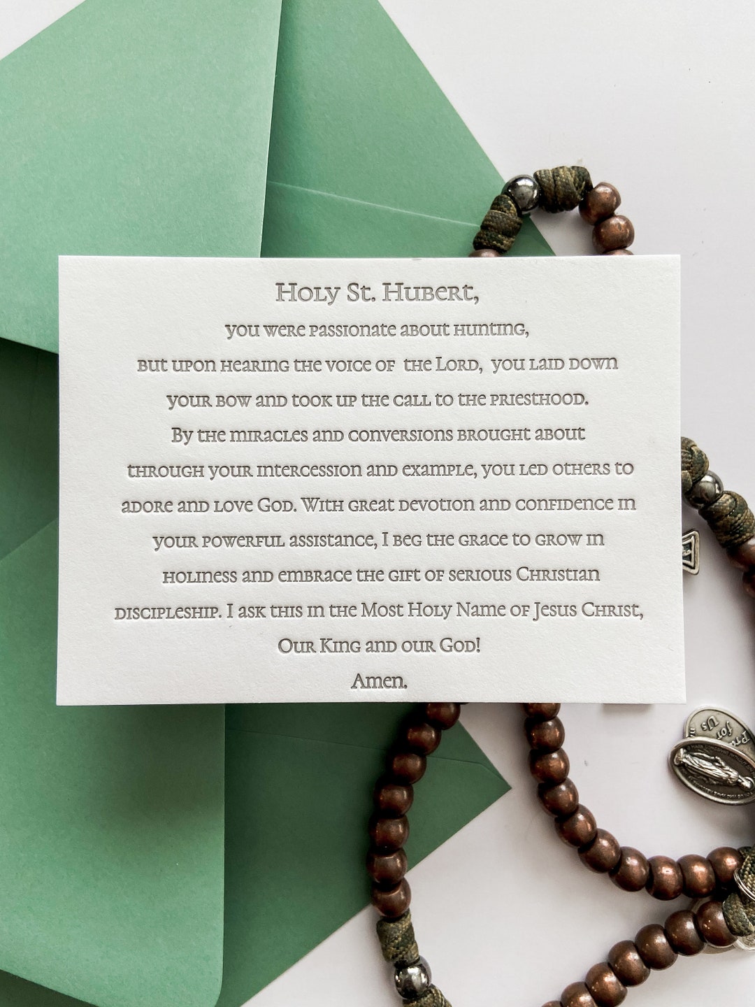 Saint Hubert A1 Letterpress Prayer Card - Etsy UK