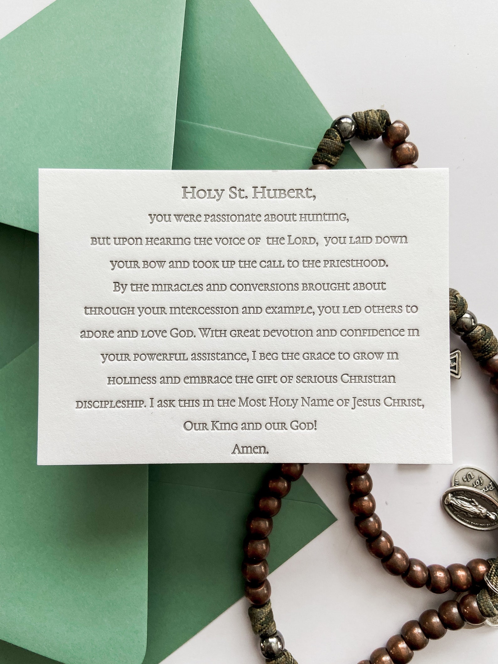 Saint Hubert A1 Letterpress Prayer Card - Etsy UK