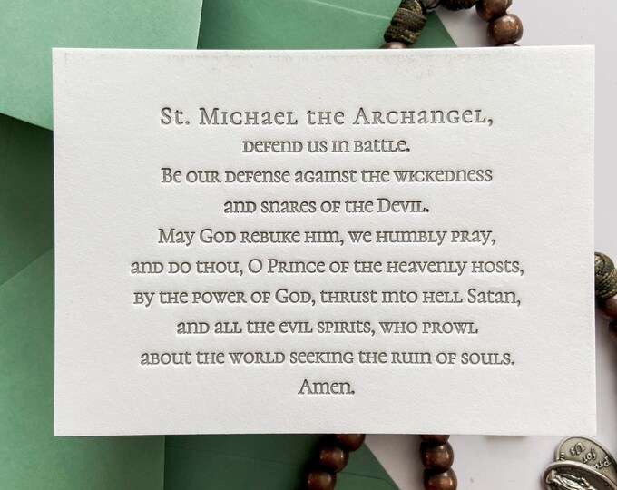 Saint Michael A1 Letterpress Prayer Card - Etsy