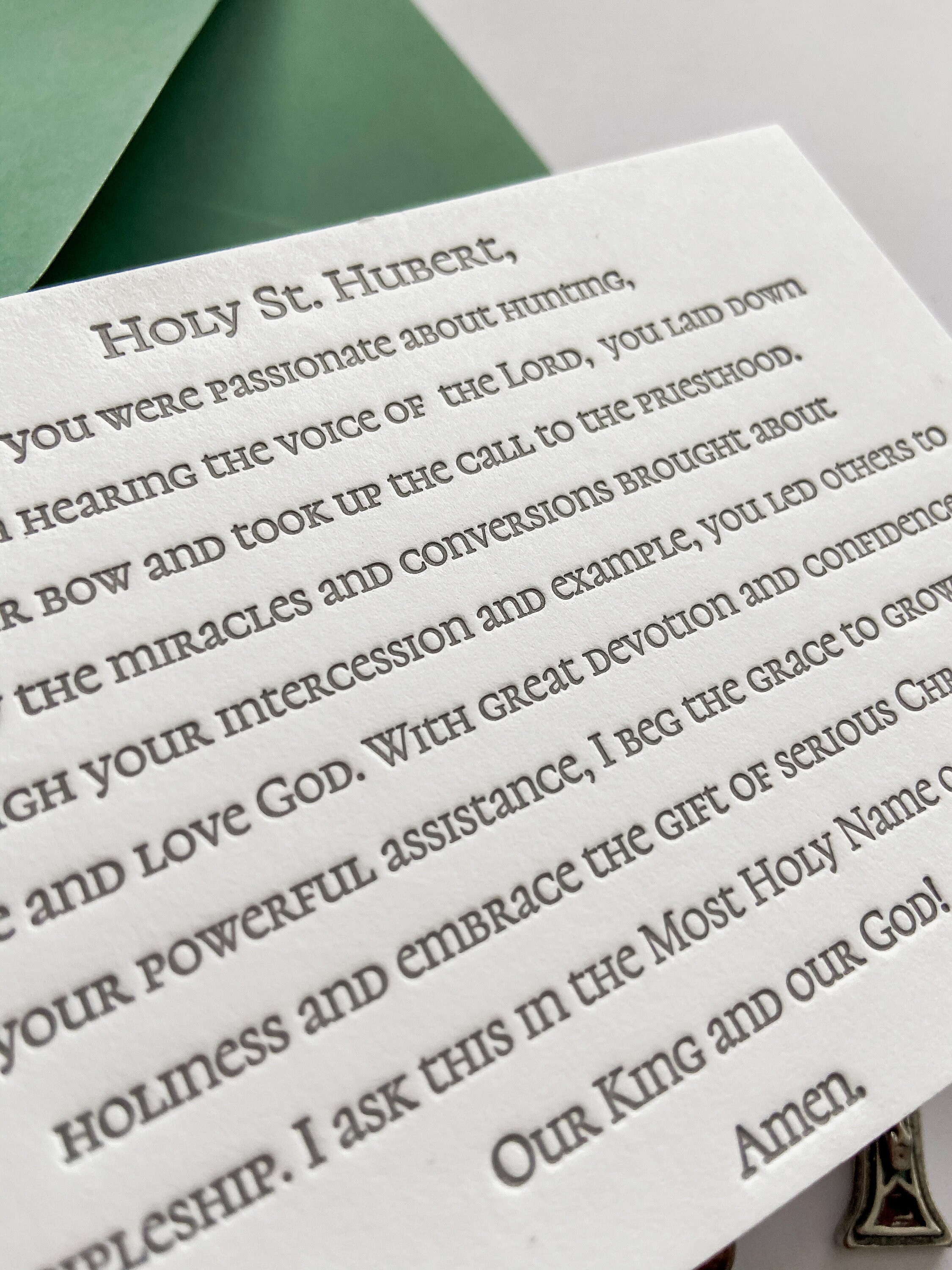 Saint Hubert A1 Letterpress Prayer Card - Etsy UK