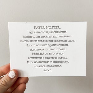 Our Father latin A1 Letterpress Prayer Card - Etsy