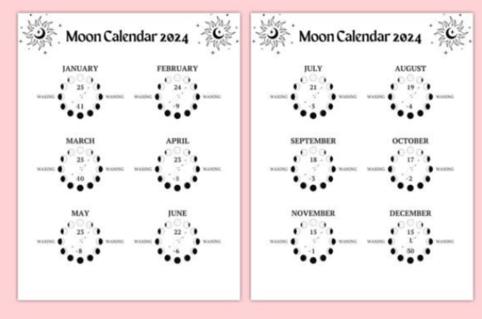 Editable Canva Moon and Astrology 2024 Planner Printable Template ...