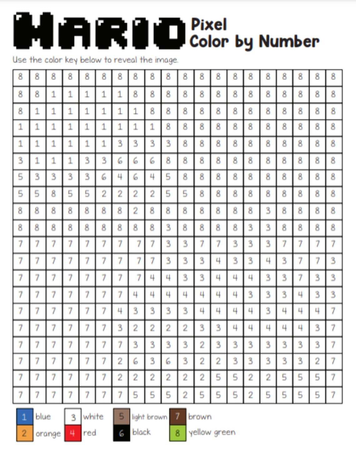 Super Mario Bros Coloring Pages | Color by Number | Pixel Art for Kids ...