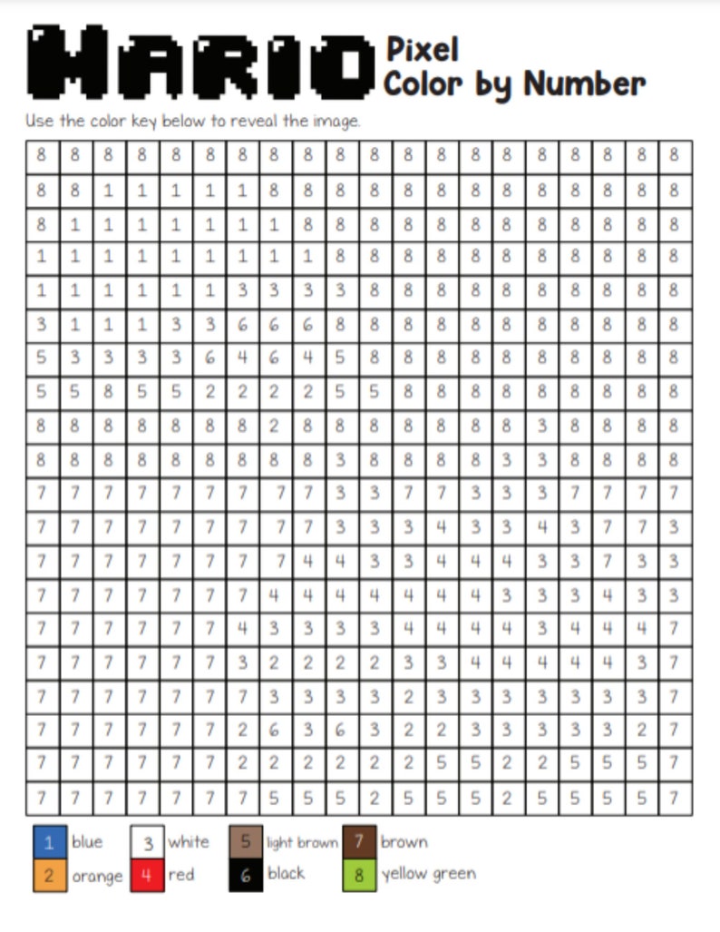 Super Mario Bros Coloring Pages | Color by Number | Pixel Art for Kids ...