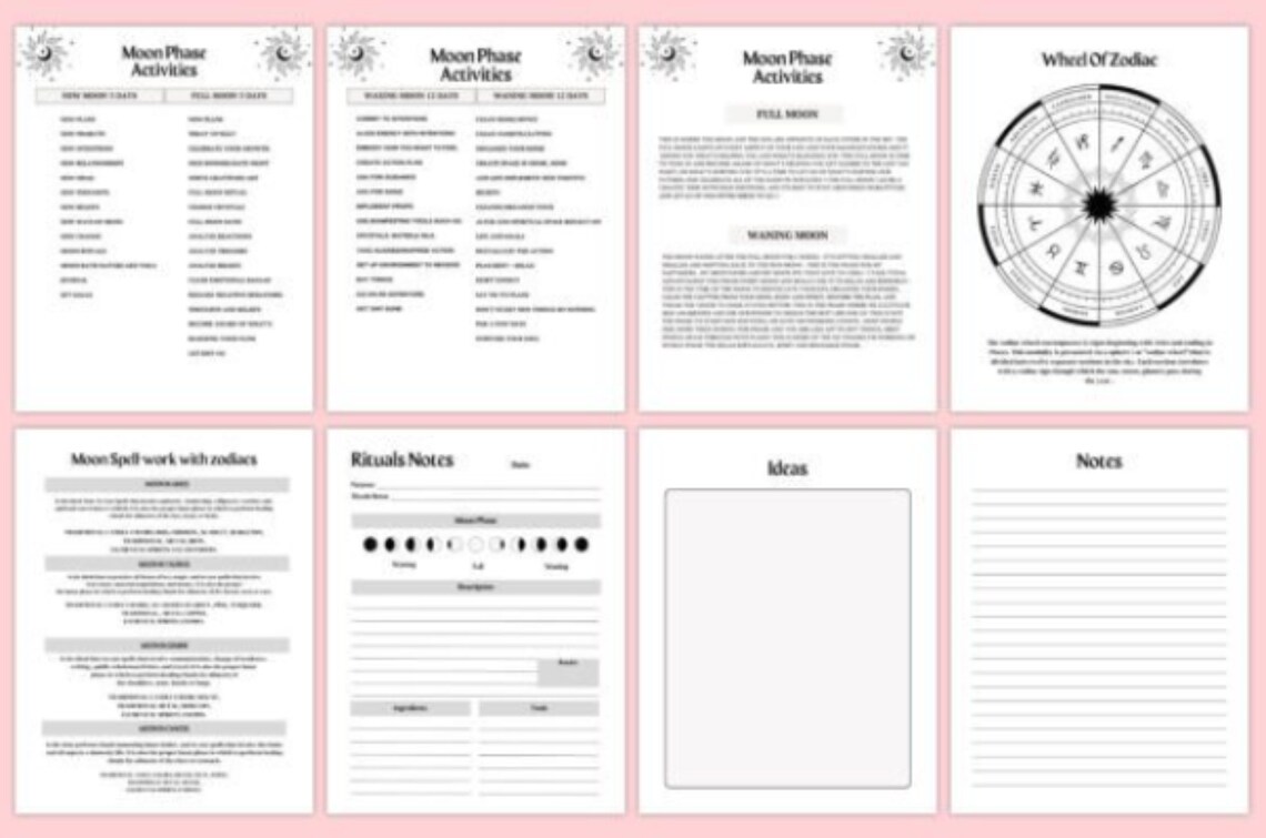 Editable Canva Moon and Astrology 2024 Planner Printable Template ...