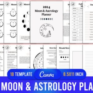 Editable Canva Moon and Astrology 2024 Planner Printable Template ...